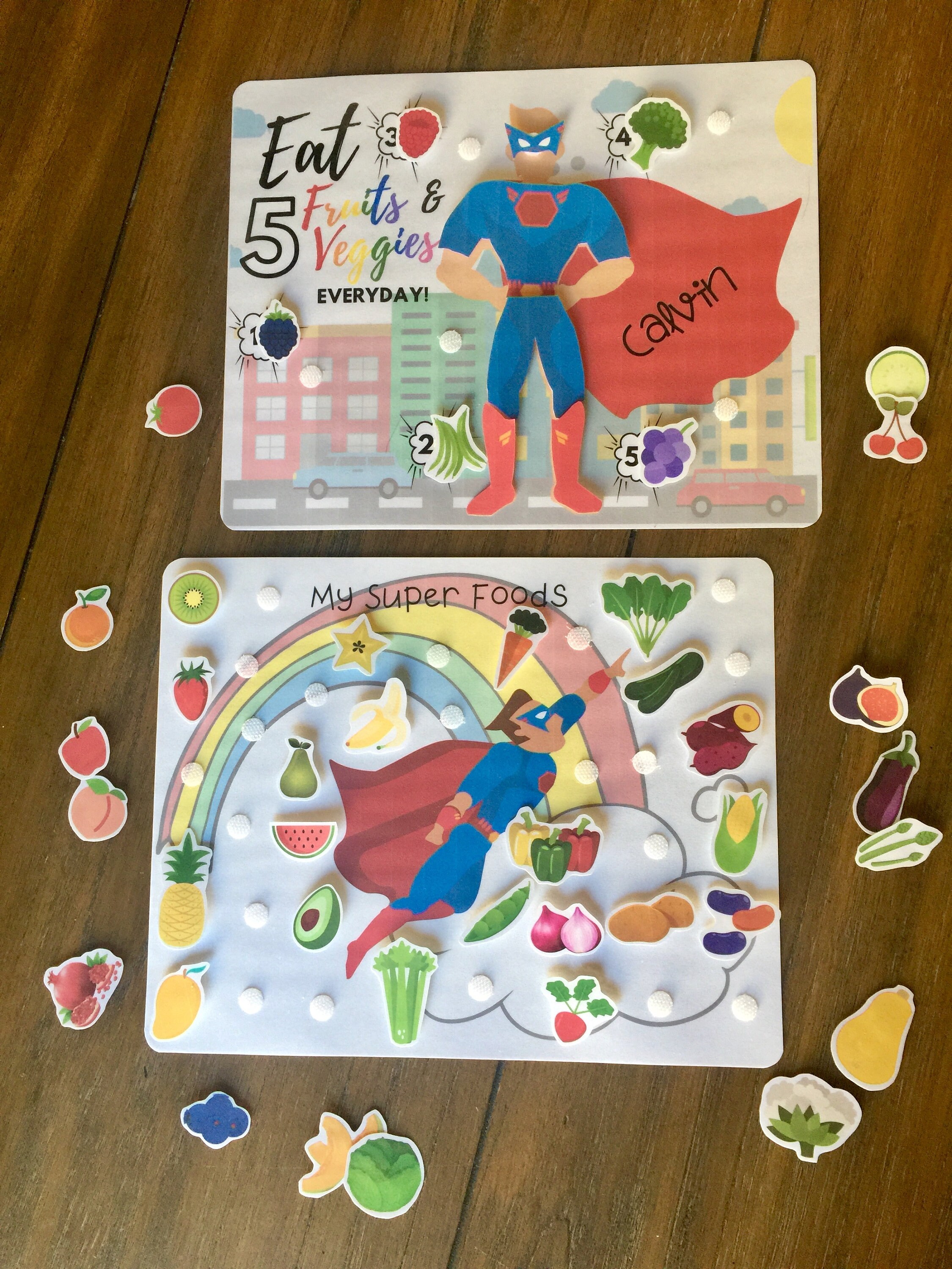 My Super Foods Eat 5-A-Day Fruits & Veggie Chart Superhero | Etsy