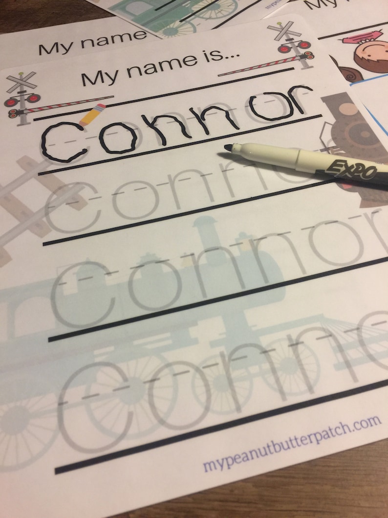 Dry Erase Learn to Write My Name Practice Sheets, Train Theme - Etsy