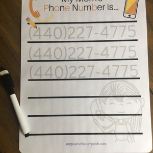 Dry Erase Learn My Important Info Practice Sheets | My Phone Number ...