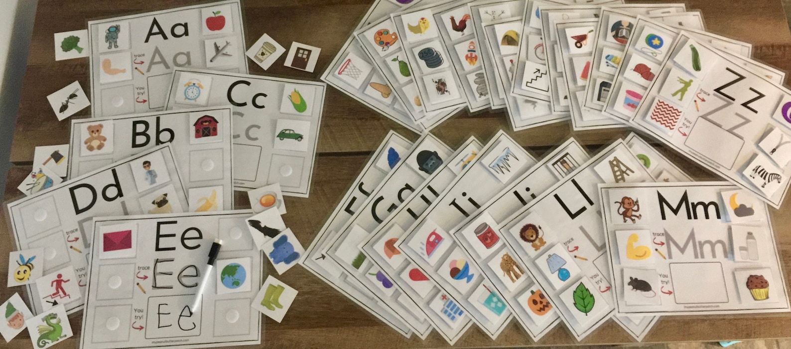 A-Z Alphabet Cards Tracing Practice Letter Sounds | Etsy