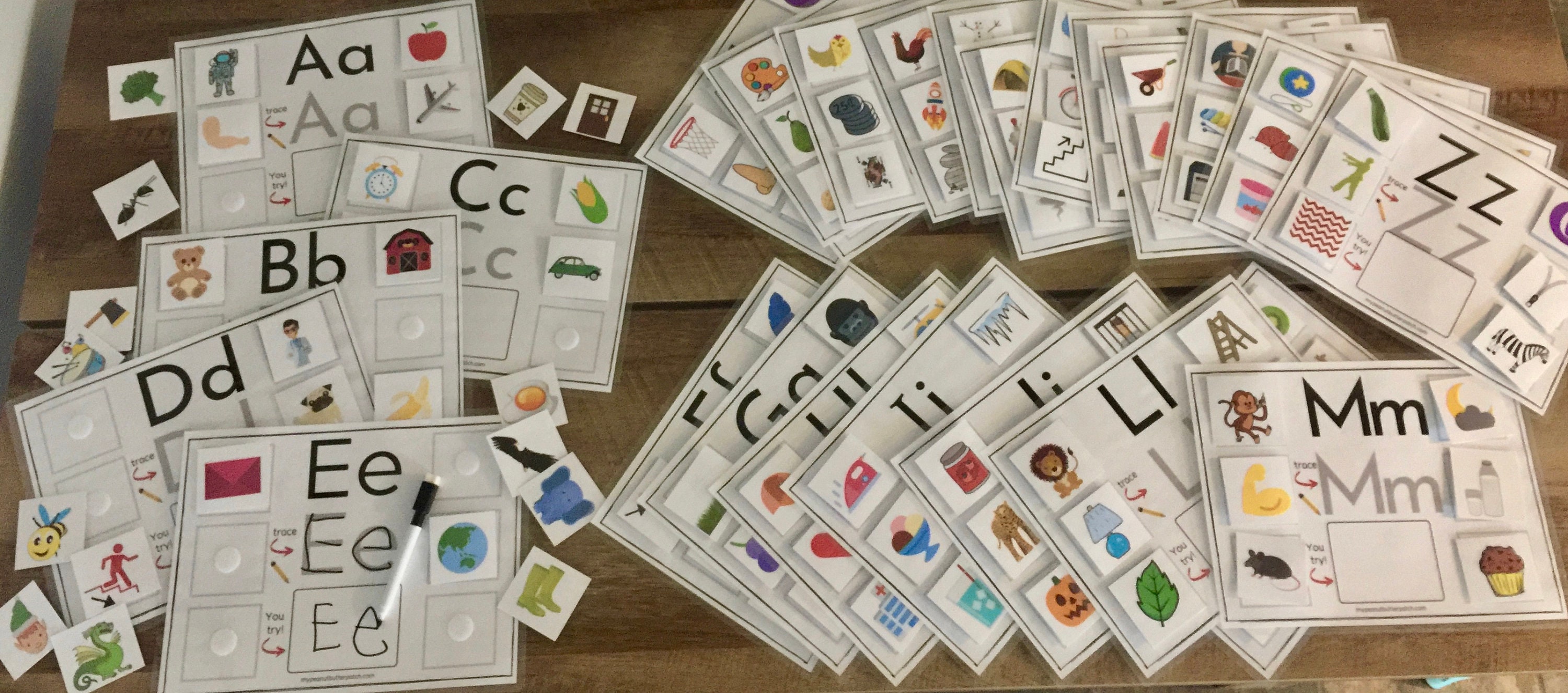 A-Z Alphabet Cards Tracing Practice Letter Sounds | Etsy