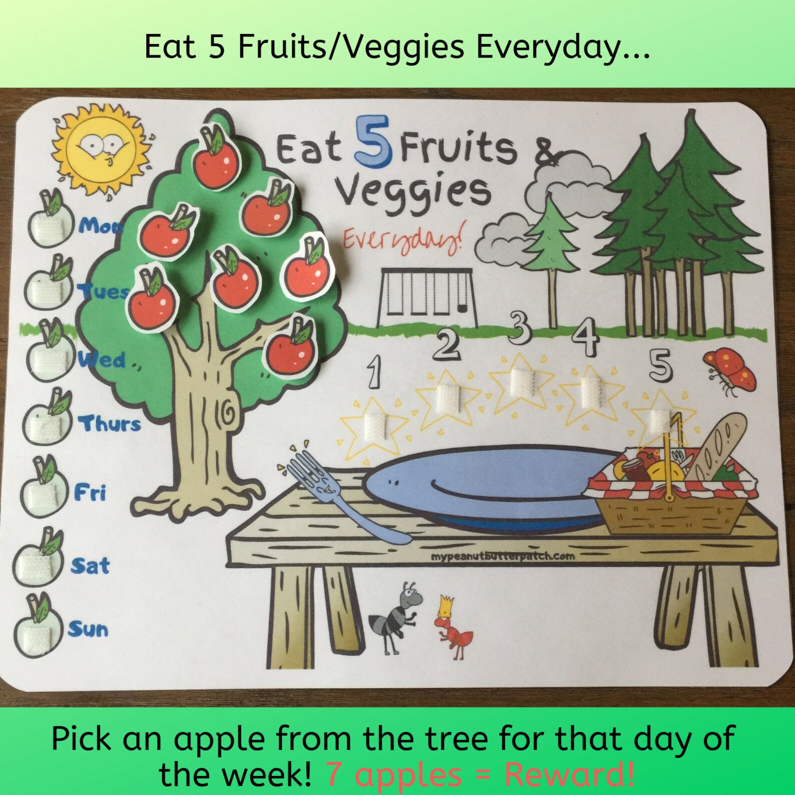 Fruit and Veggie Chart, Behavior Chart for Kids, Reward Chart for Kids ...