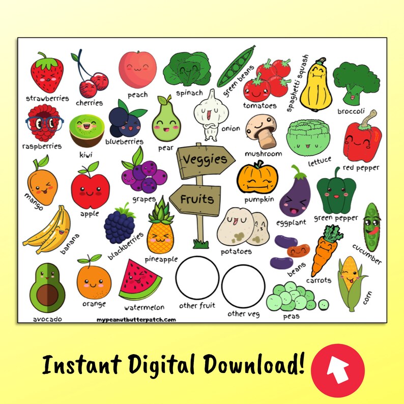 Fruit and Veggie Tracker Chart Digital Download - Etsy