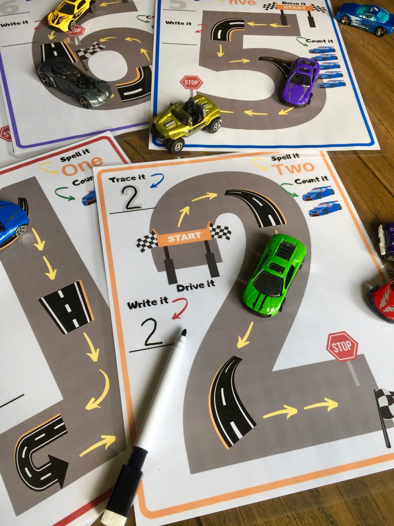 Number Car Mats Drive It Trace It Write It Count It | Etsy