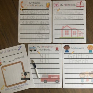 Dry Erase Learn My Important Info Practice Sheets | My Phone Number ...