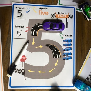 Number Car Mats | Drive It | Trace It | Write It | Count It | Spell It ...