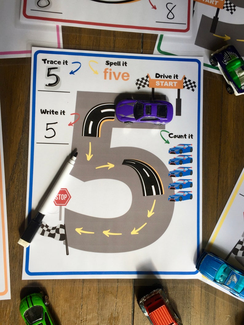 Number Car Mats Drive It Trace It Write It Count It | Etsy