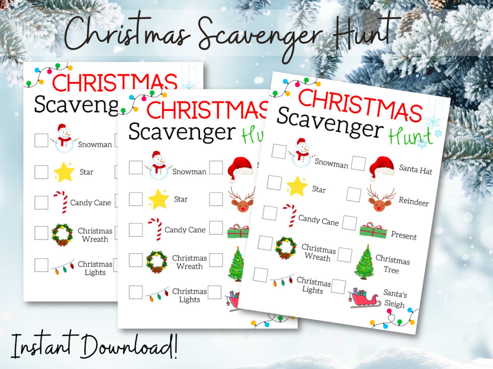 Christmas Scavenger Hunt Kids Christmas Activity Printable | Etsy