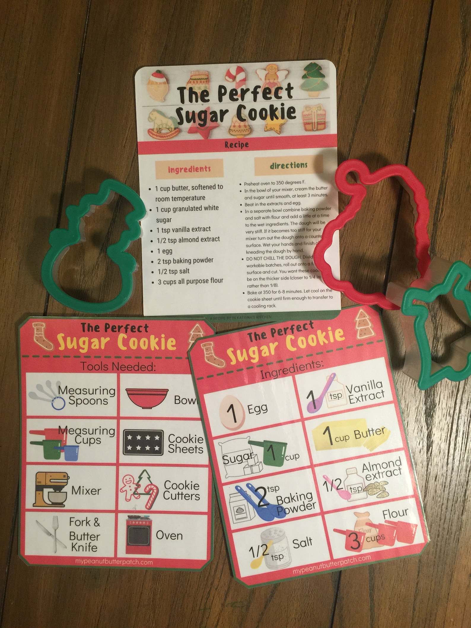 Kids' Sugar Cookie Recipe Cards Ingredients & Tools - Etsy