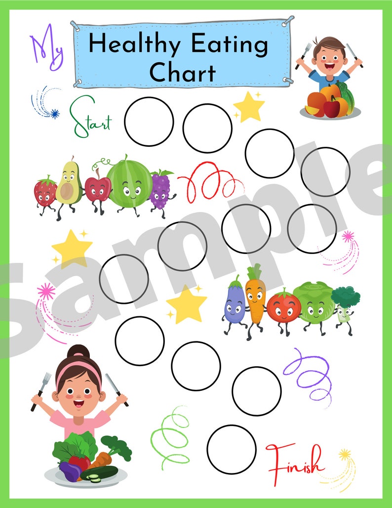 Kids Healthy Eating Chart Printable Instant Download - Etsy