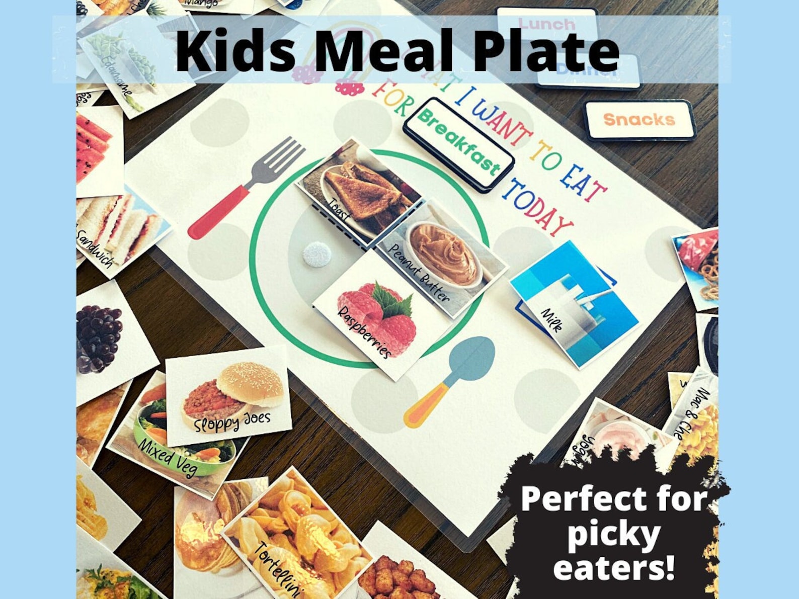 Kids Daily Meal & Snack Planner Plate | Picky Eater Plate - Etsy