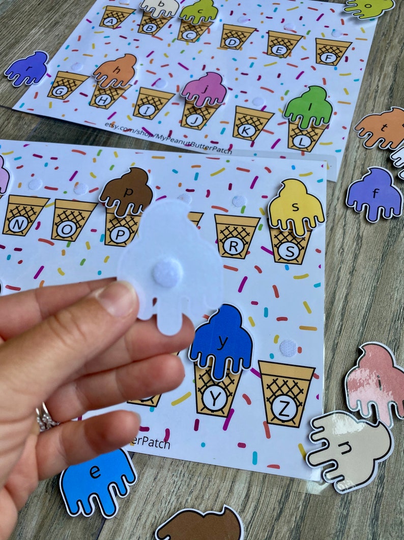 Upper and Lowercase Matching Ice Cream Cone Theme Velcro - Etsy