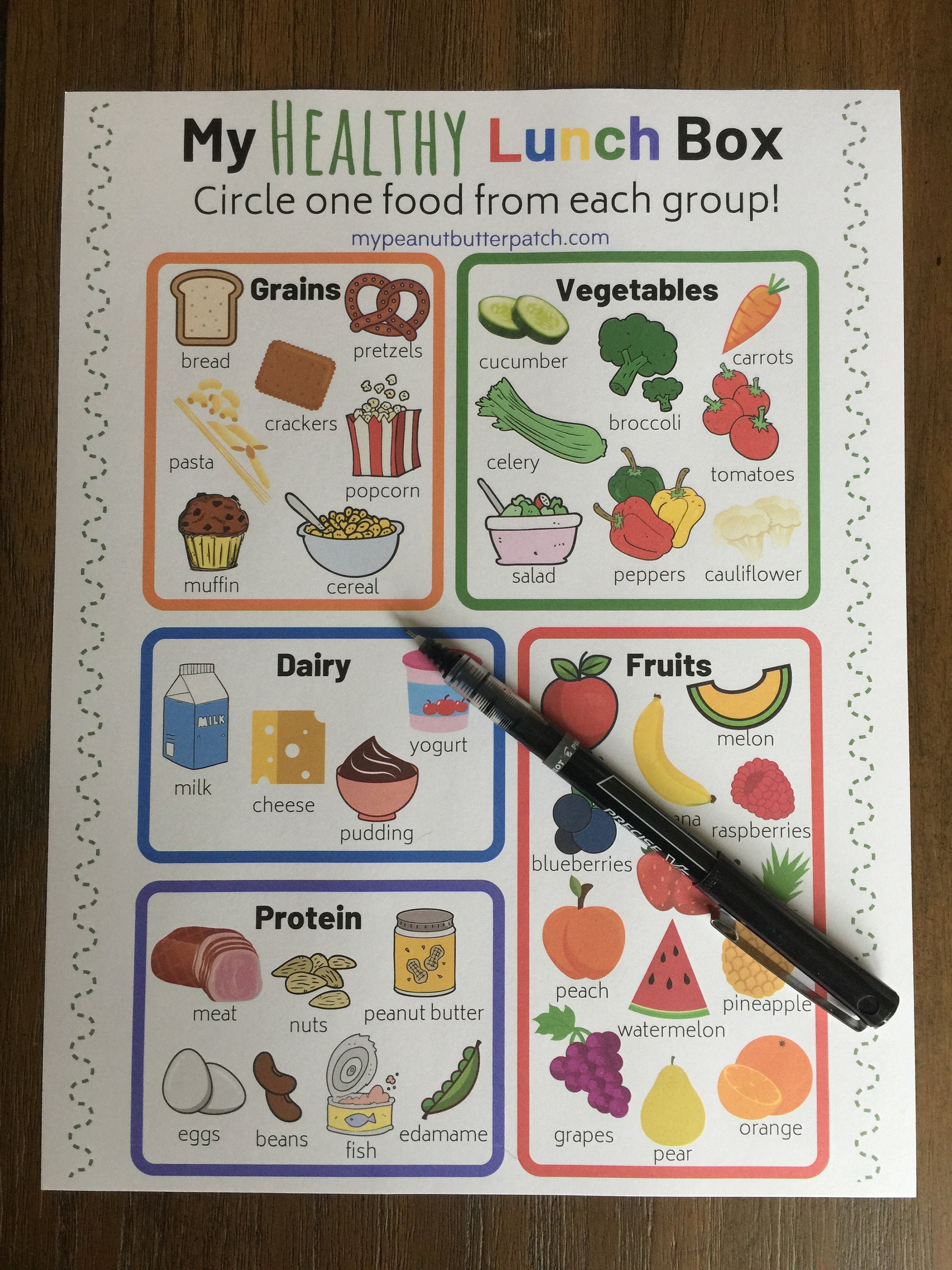 My Healthy Lunch Box Checklist | Little Helper Grocery Shopping List - Etsy