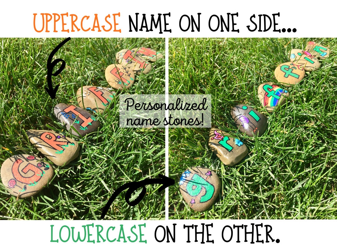 Personalized Reversible Kids Name Stones | Upper & Lowercase - Etsy