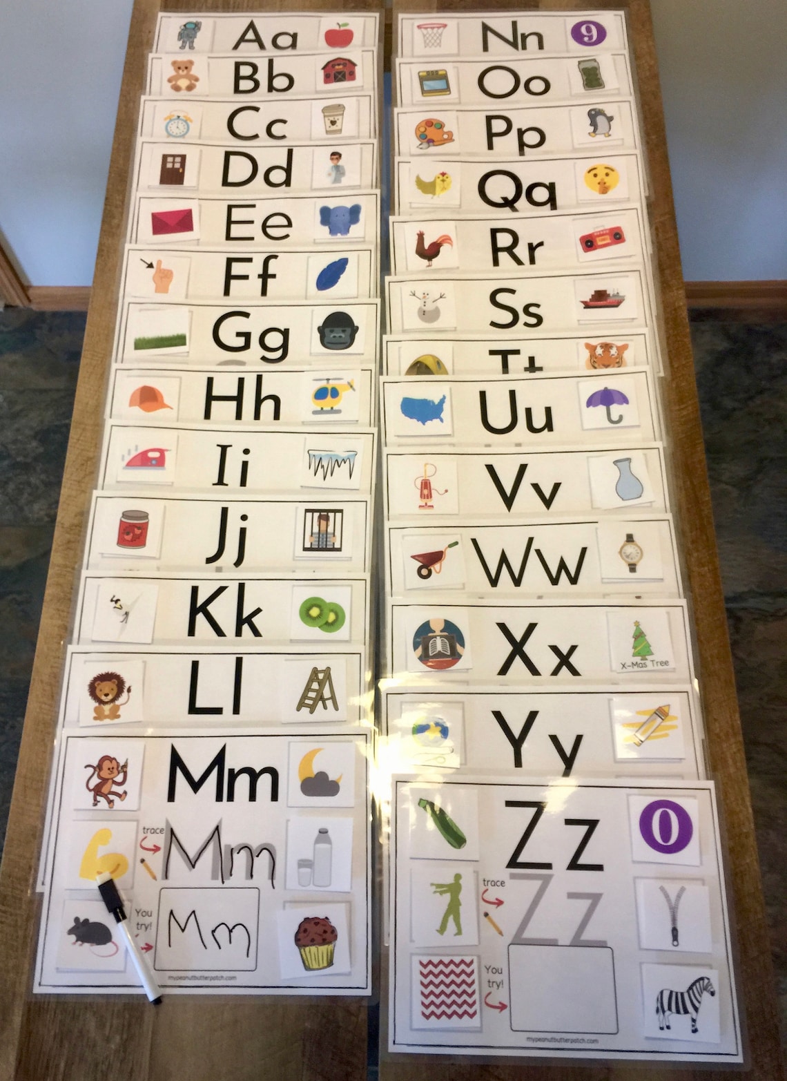 A-Z Alphabet Cards Tracing Practice Letter Sounds | Etsy