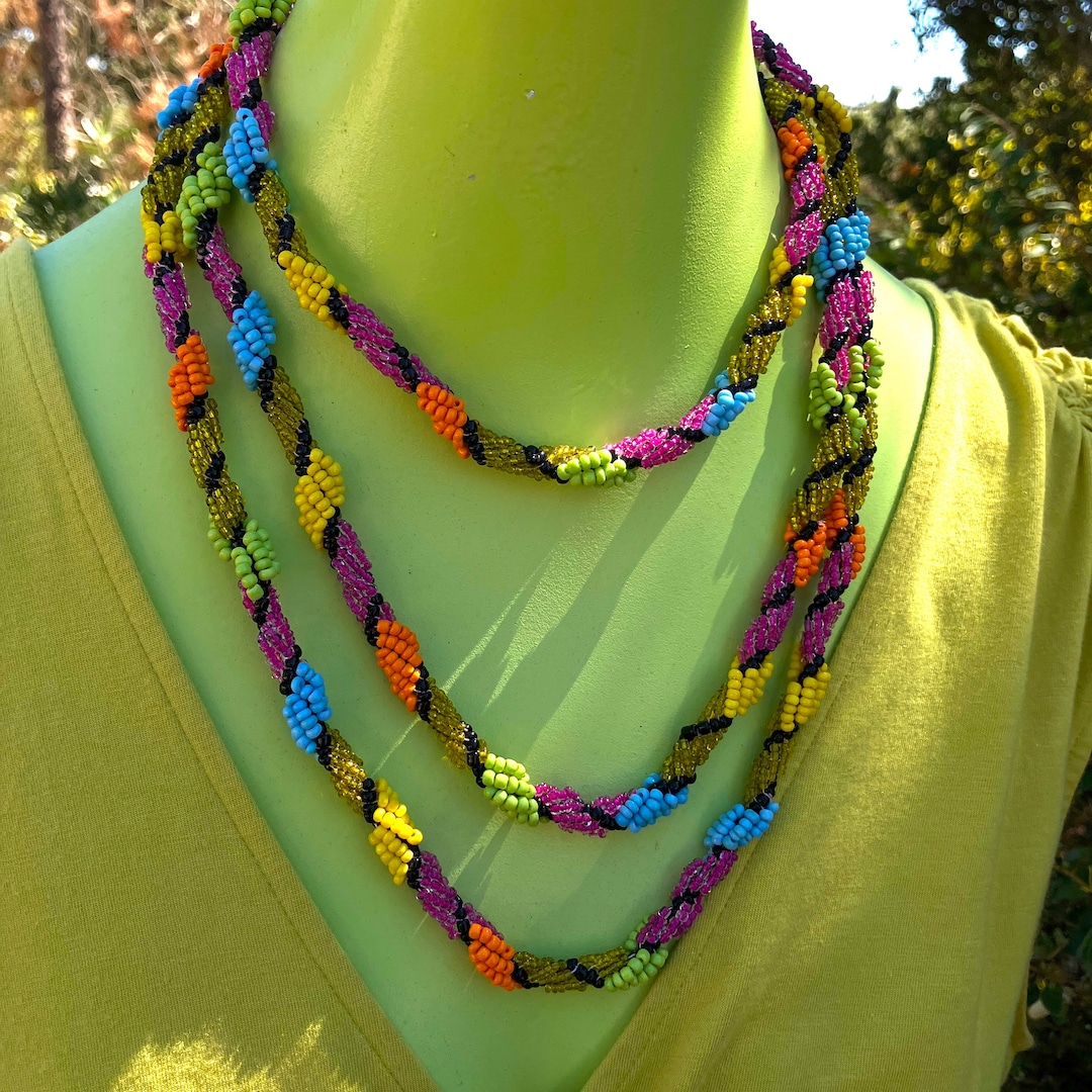 Long and Layered Primary Bright Colored Chain Handcrafted in Eco ...