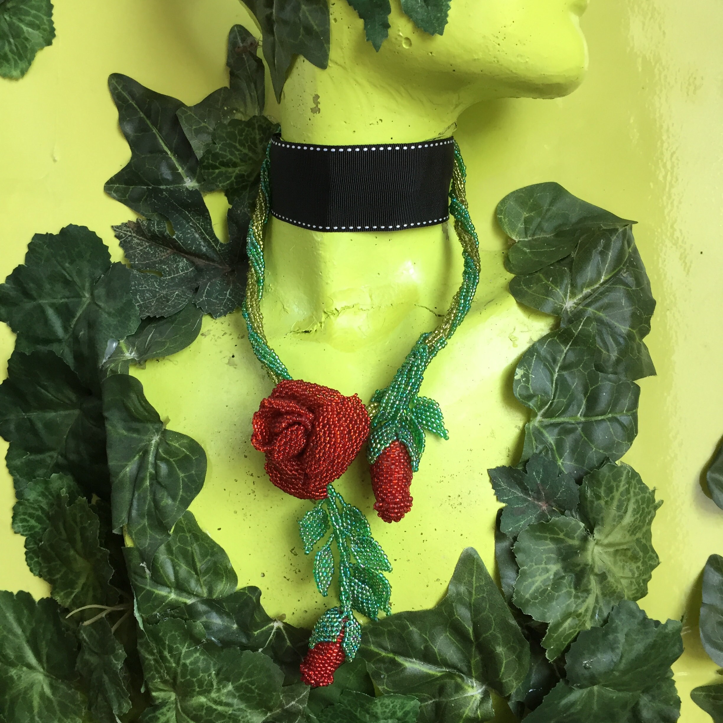 A Fairy-tale Shimmering Red Damask Rose Bead Necklace Symbolic - Etsy