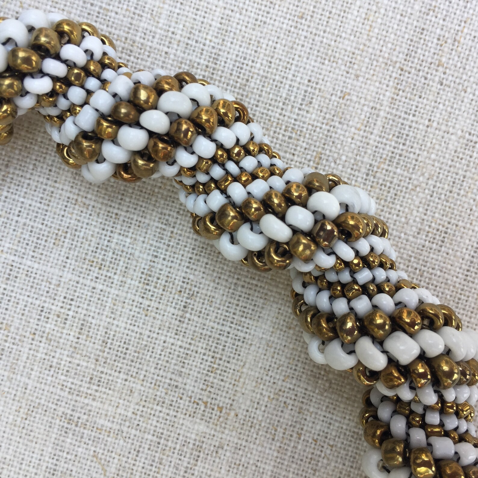 White and Bronze Ndebele Stitch Beadwork Statement Choker - Etsy