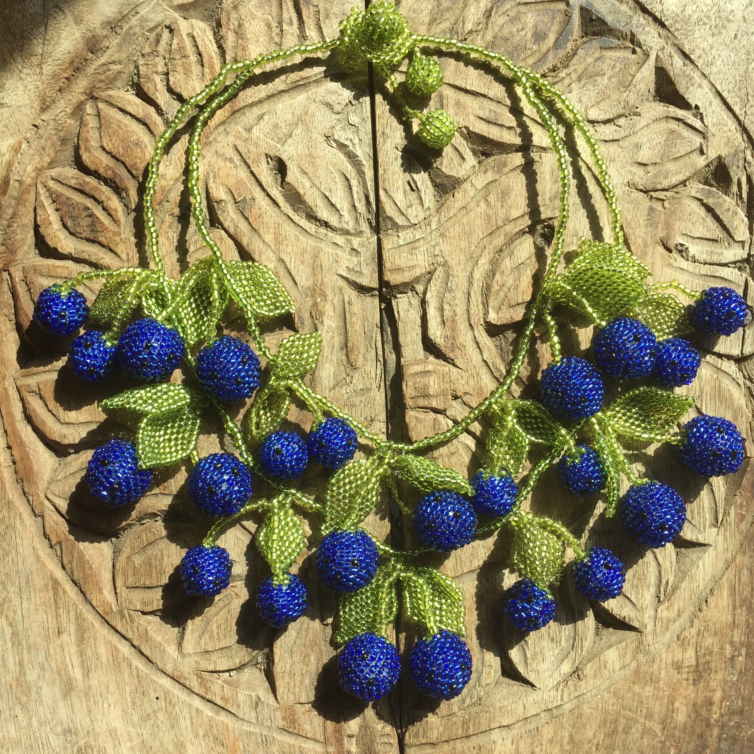 Retro Blueberry Theme Hand Crafted Glass Seed Bead Necklace - Etsy