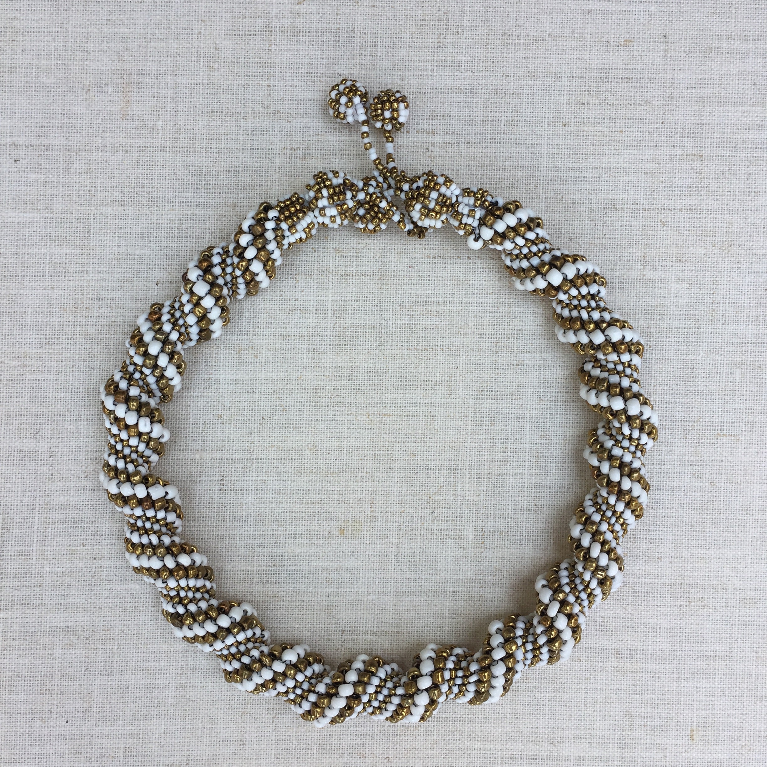 White and Bronze Ndebele Stitch Beadwork Statement Choker - Etsy