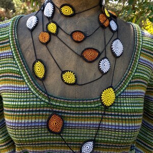 Autumn Crochet Leaf Garland and Statement Necklace Duo Purpose 8 Foot ...
