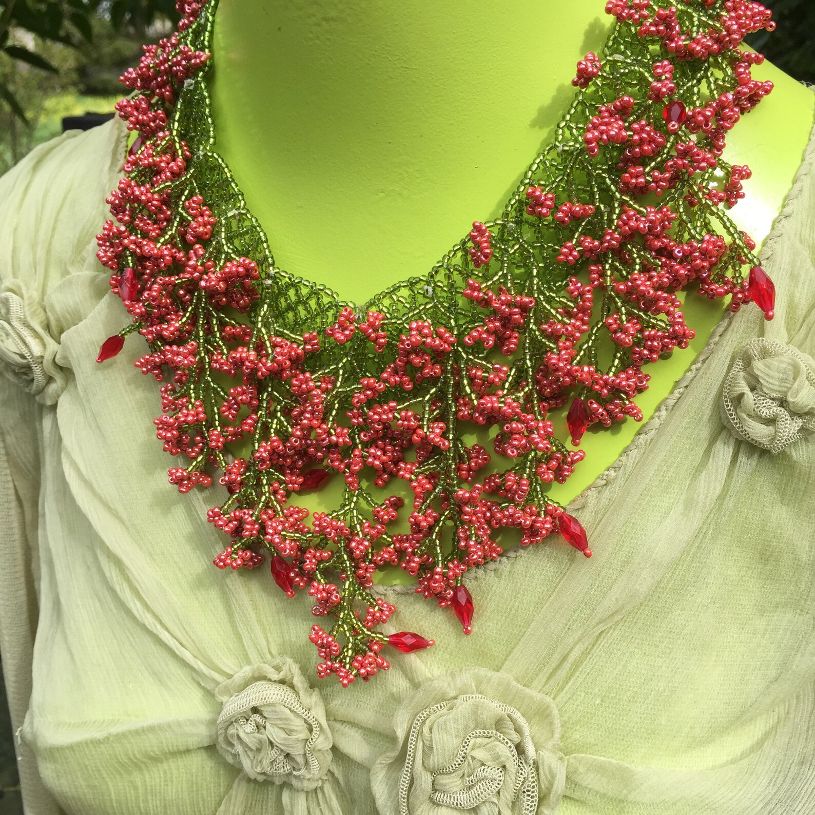 Rainbow Raspberry Red Glass Seed Bead Wisteria Flowers - Etsy