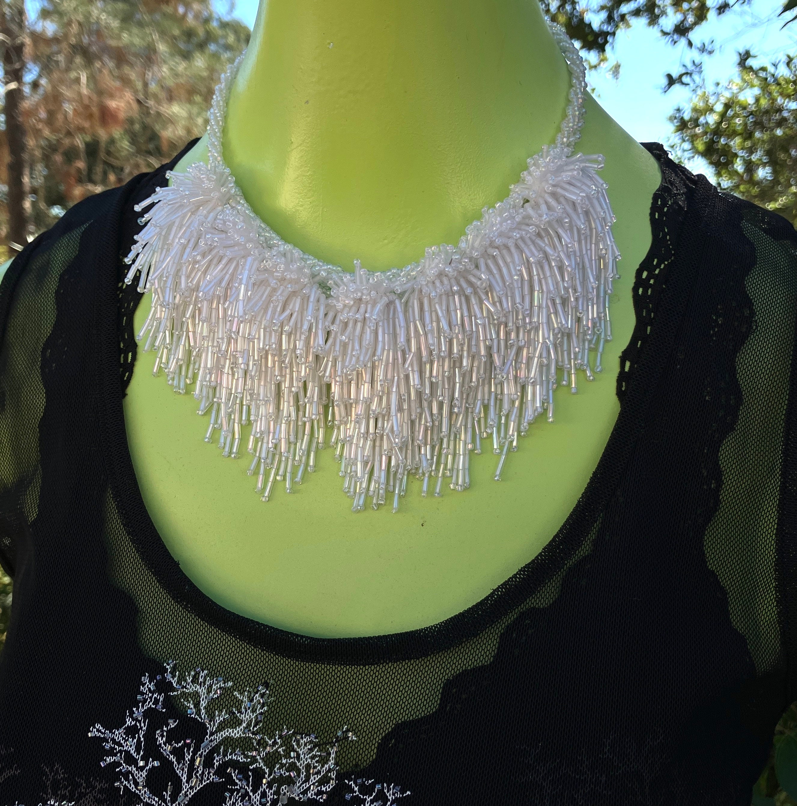 20s Flapper Fringe Choker: Eco-friendly Glass Bead Statement Necklace ...
