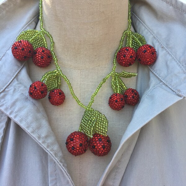 Red Berry Necklace - Etsy