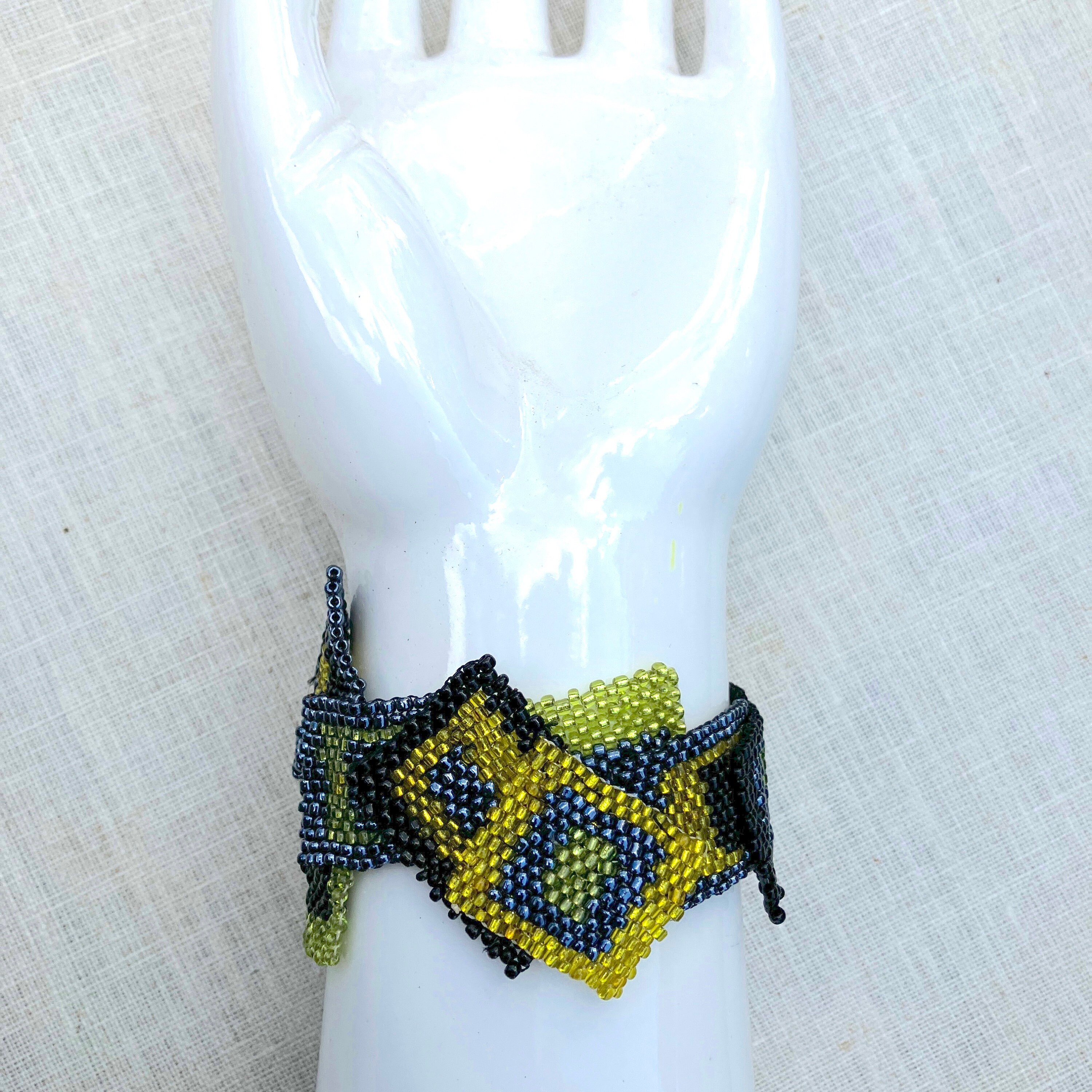 Modern Maximalism Peyote Stitch Cubist Inspired Bracelet Handcrafted in ...
