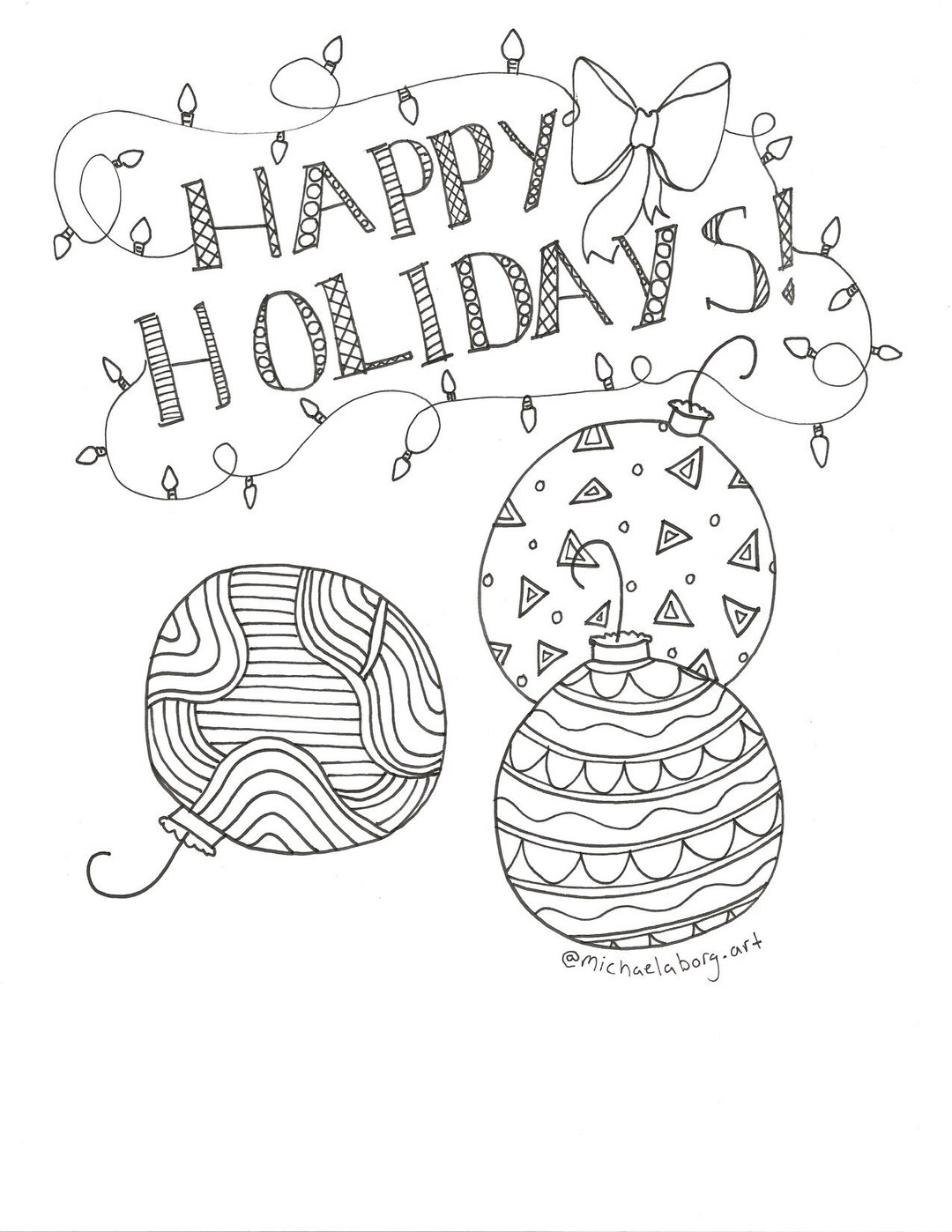 Winter Holiday Coloring Pages - Etsy
