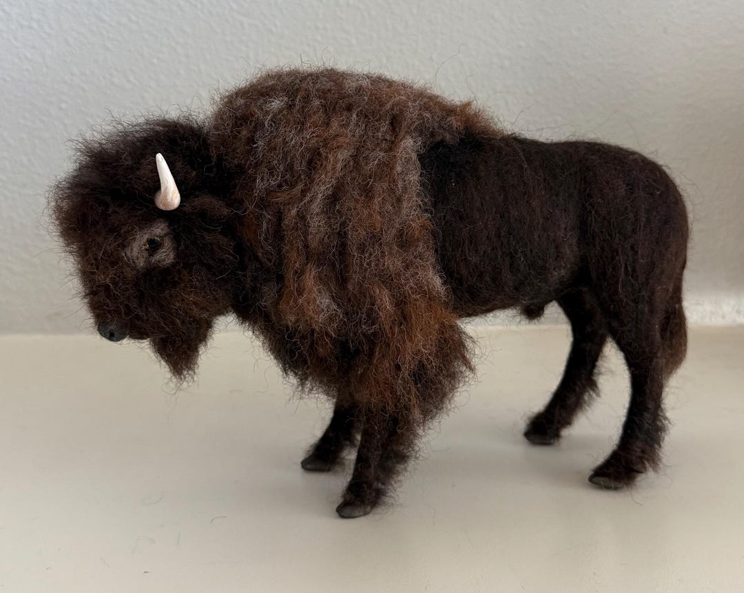 Needle Felted Realistic Bison - "prairie Sentinel", a Stoic Buffalo of ...