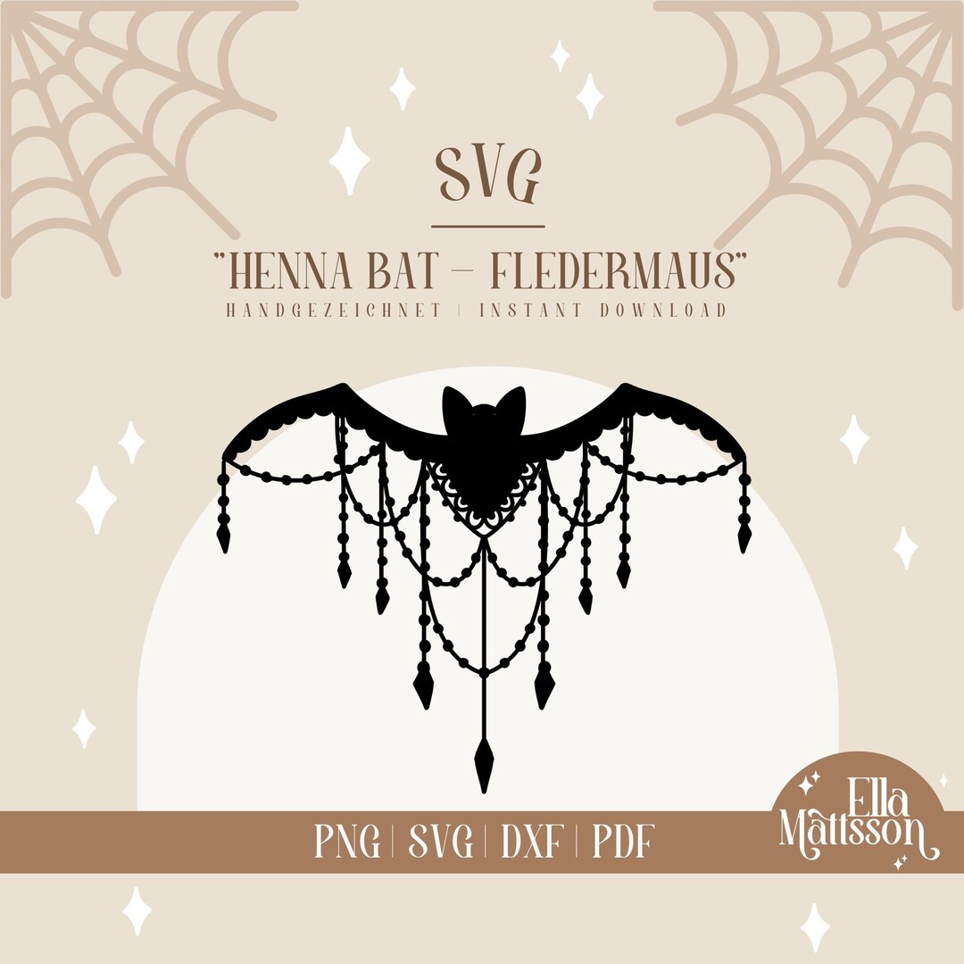 SVG henna Bat Bat Mandala in Henna Look Halloween Plotter File for ...