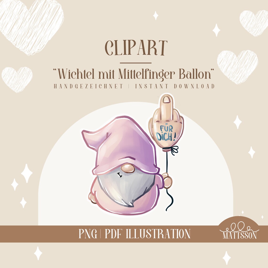 Clipart Wichtel mit Mittelfinger Ballon Illustration - Etsy.de