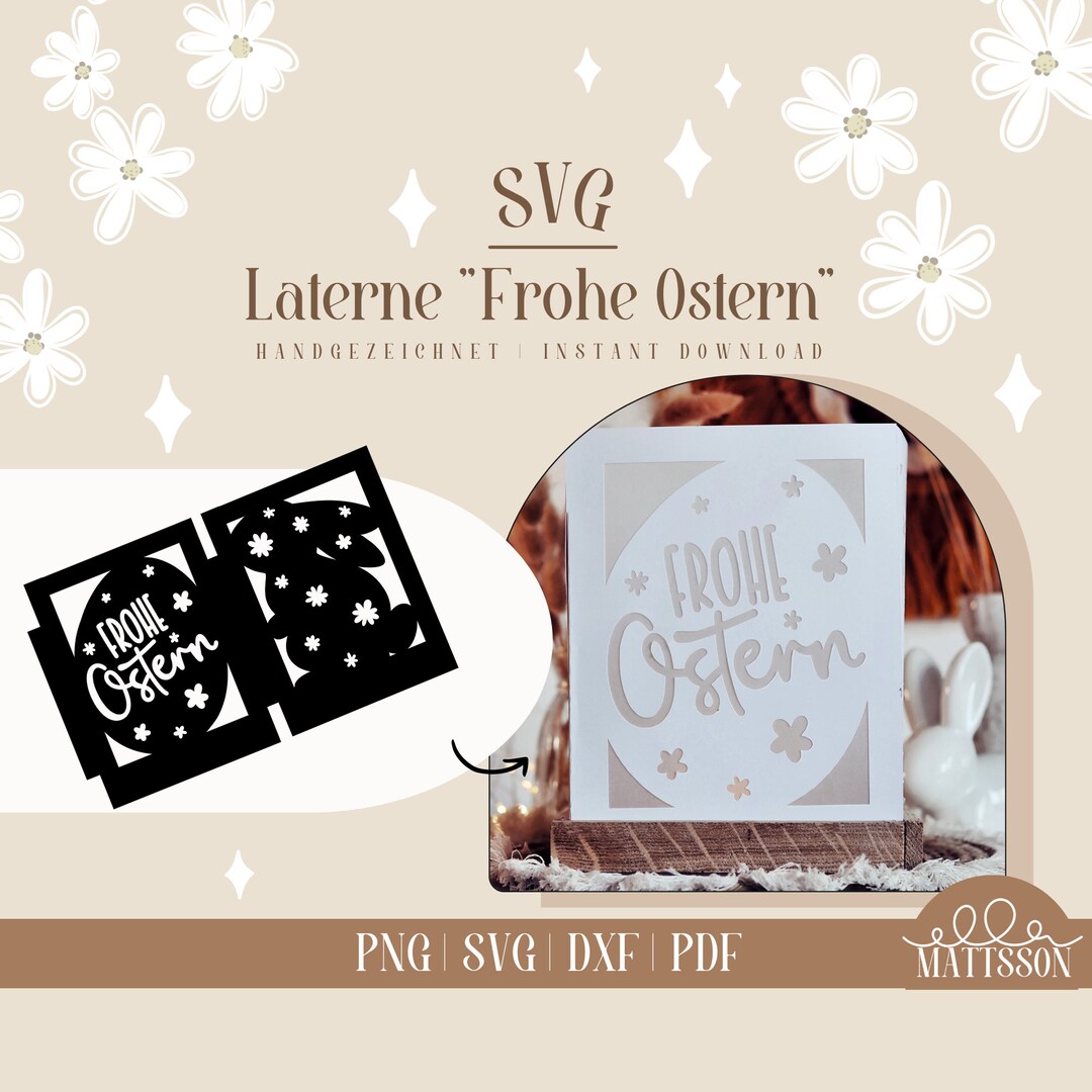 SVG happy Easter Plotter File for Lantern Easter Decoration for Brother, Silhouette and Cricut ...