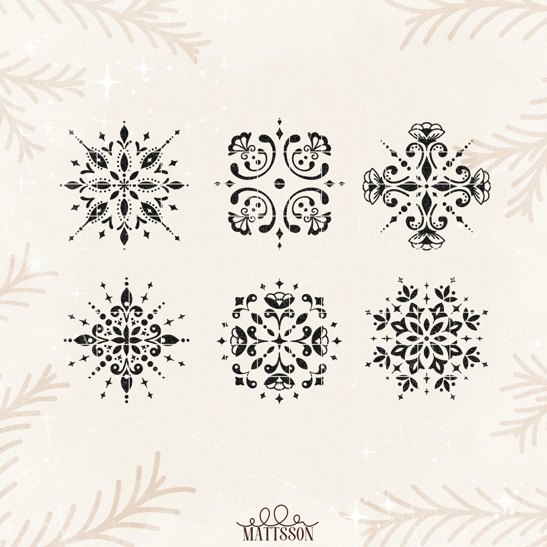 SVG Christmas Bundle skandi Tiles Snowflakes or Mandala Christmas Plotter Files Scandinavian ...