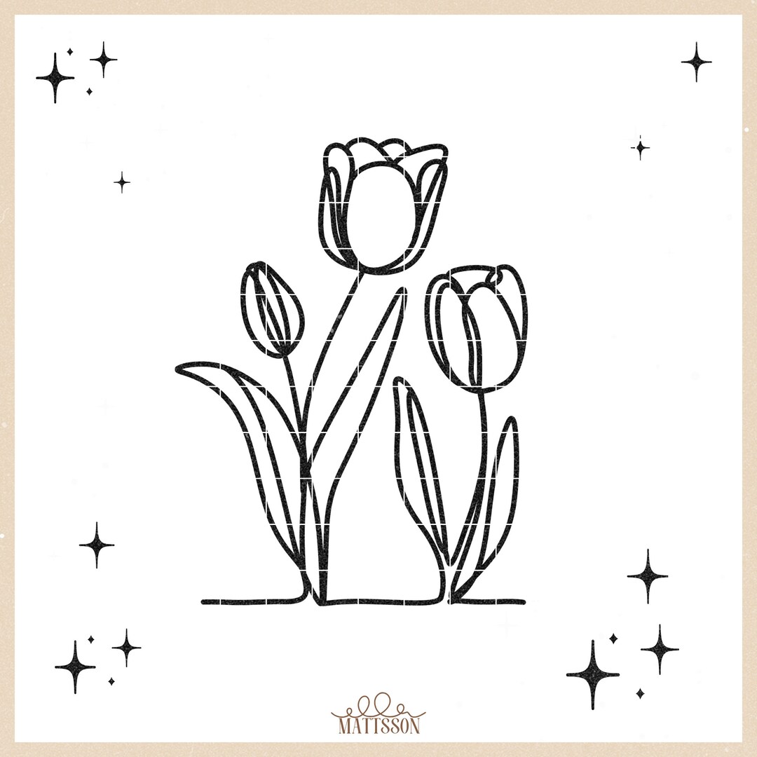 SVG one Line Art Tulips Spring Plotter File for Plotting and Crafting ...