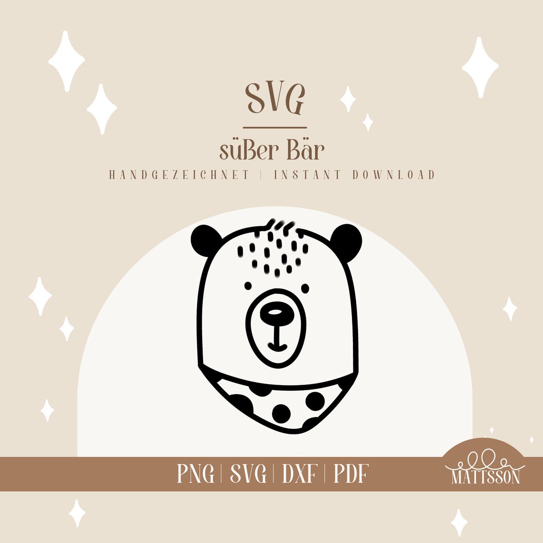 SVG Plotterdatei süßer Teddy Bär süßes Bärchen mit Halstuch zum Plotten und Basteln Für Kinder ...