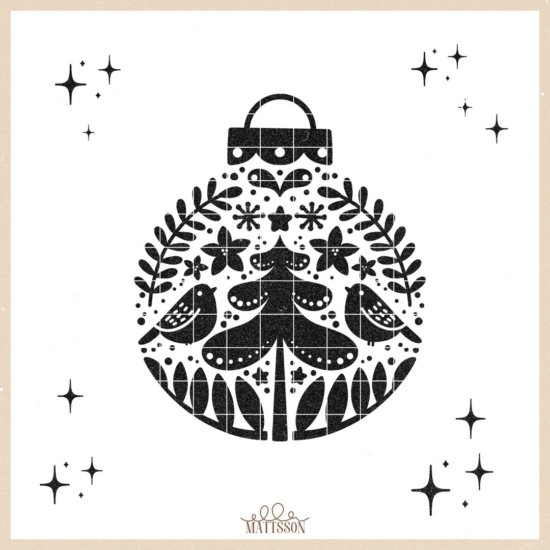 DOOR 4: SVG Christmas skandi Tree Ball With Little Birds Christmas Plotter File Scandinavian ...