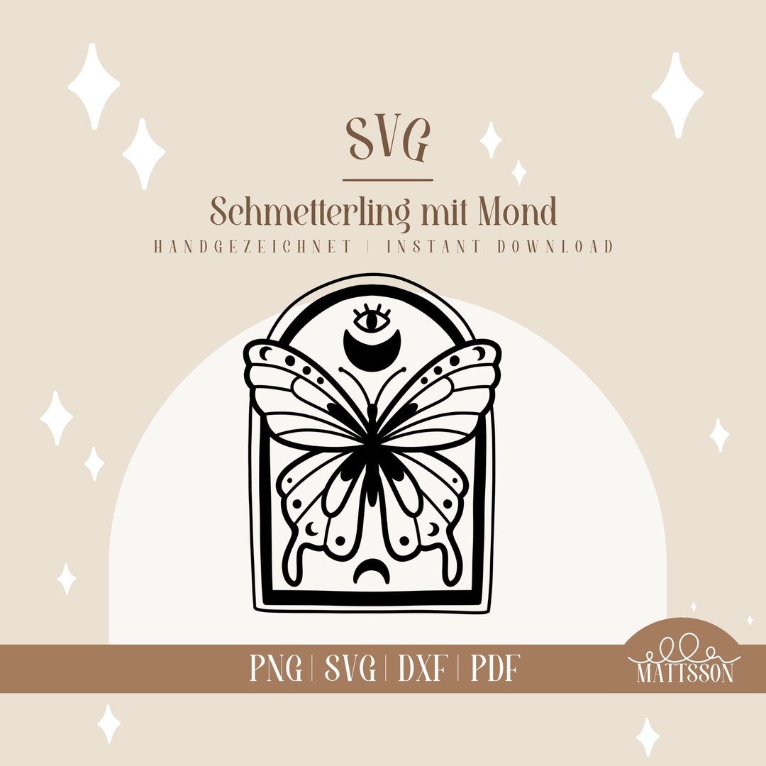 SVG Plotter File Butterfly With Moon - Ideal for Handicrafts, E.g. of a ...