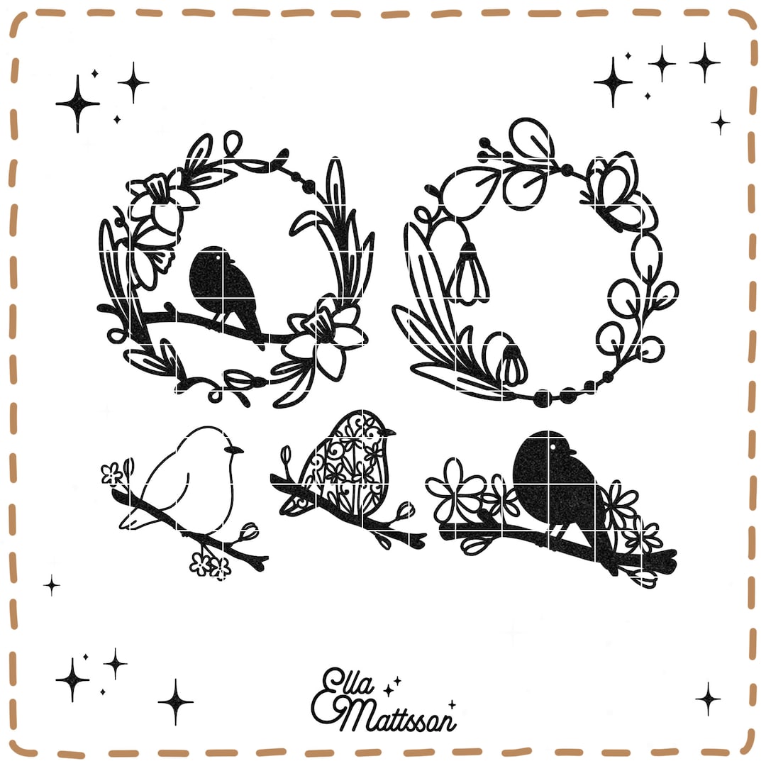 SVG Bundle birds and Flowers Spring Plotter File for Plotting and ...