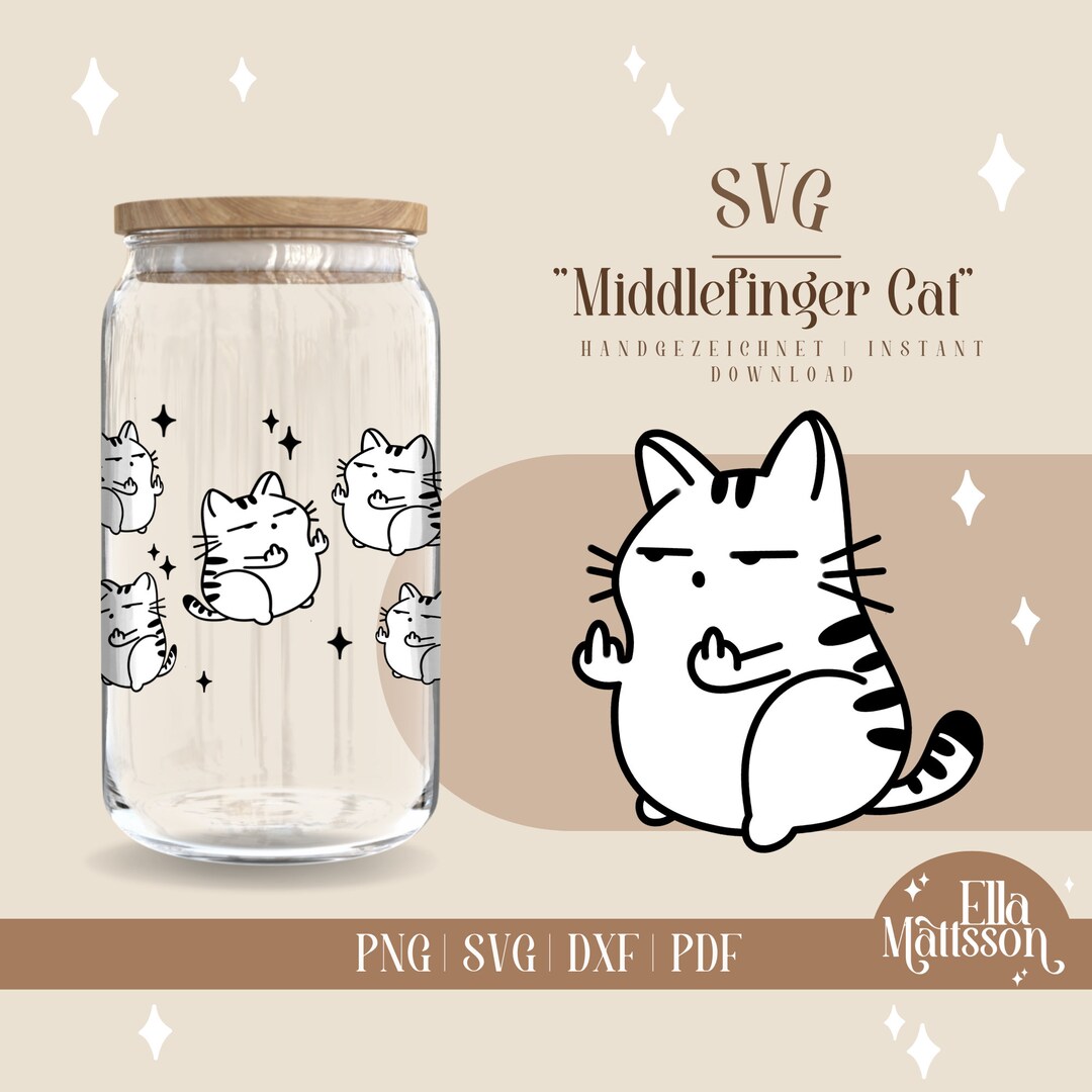SVG middlefinger Cat Funny Cat Plotter File for Plotting and Crafting Compatible With Cricut and ...