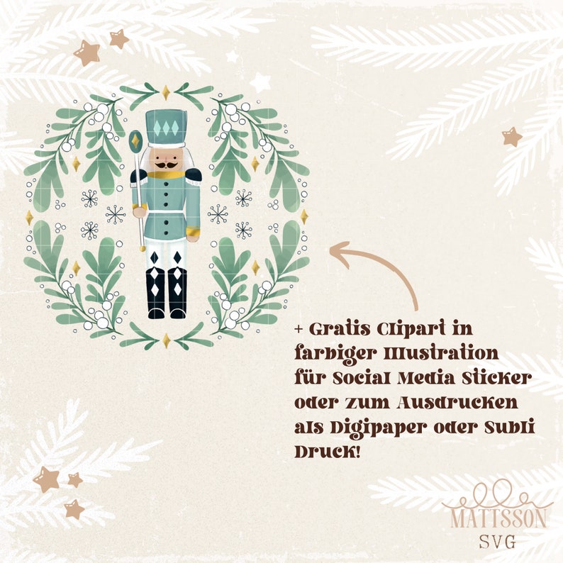 TÜR 1: SVG Weihnachten Skandi Style Nussknacker weihnachtliche Plotterdatei Nutcracker mit ...