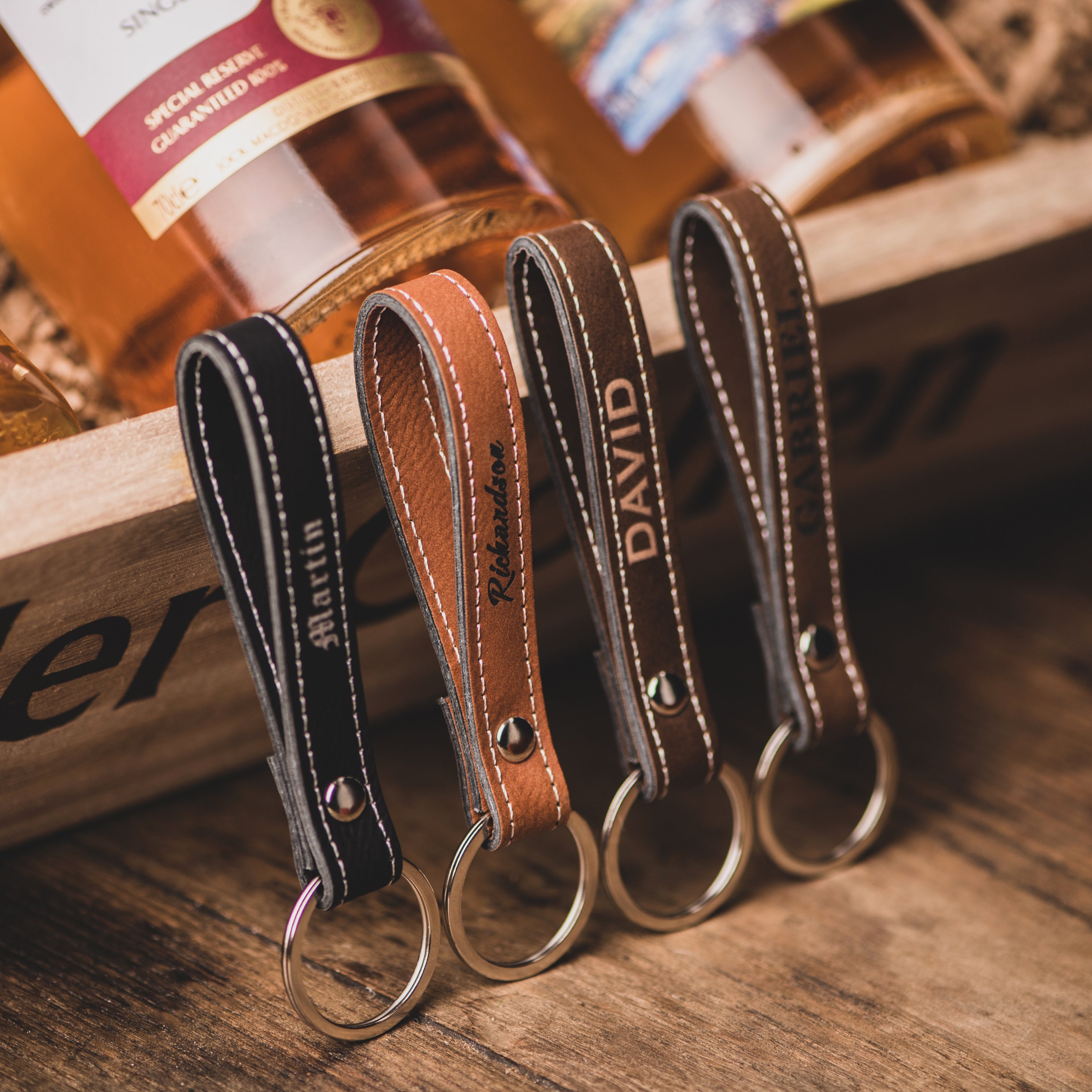 Personalized Leather Keychain for Boyfriend, Unique Leather Gift for ...