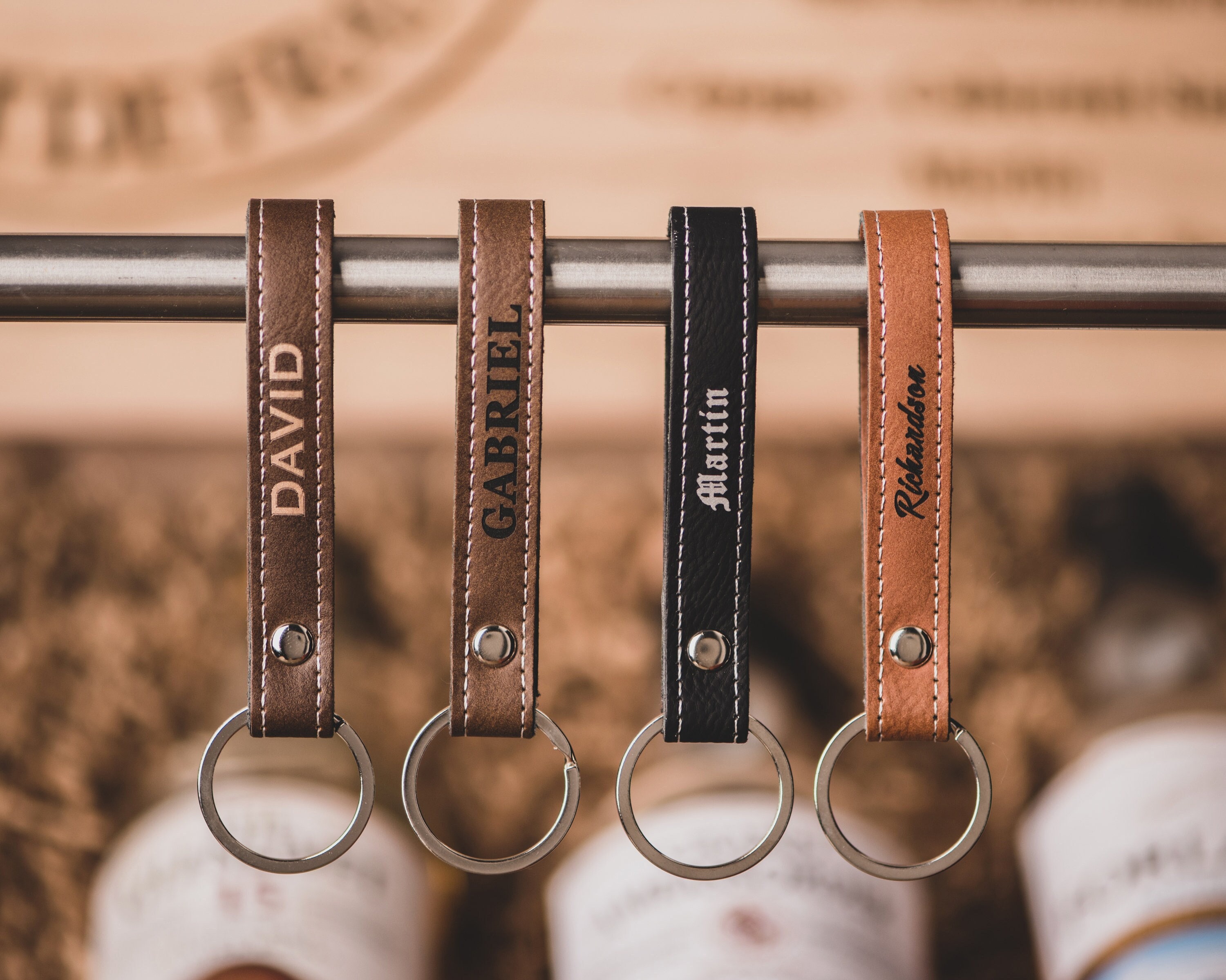 Personalized Leather Keychain for Boyfriend, Unique Leather Gift for ...