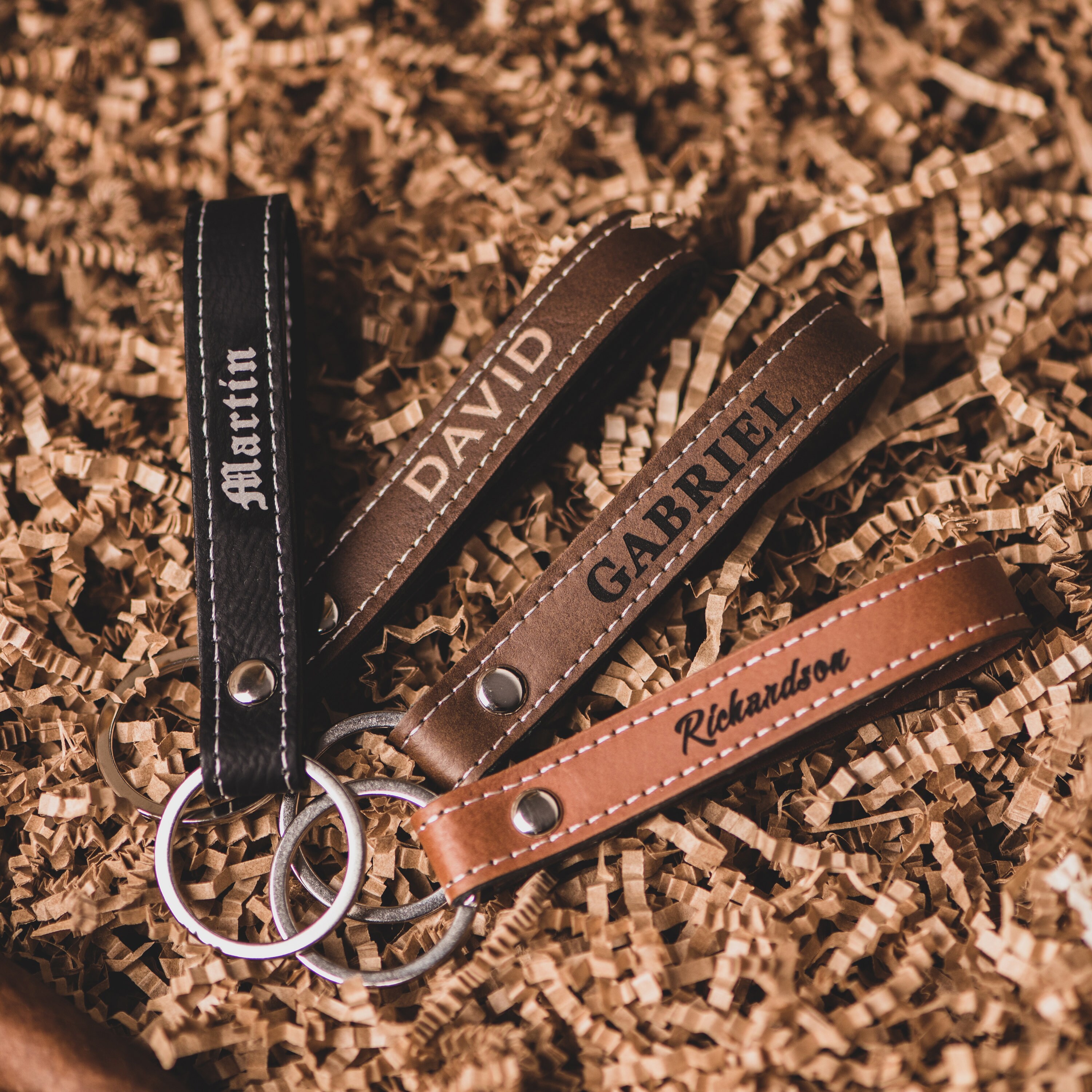 Personalized Leather Keychain for Boyfriend, Unique Leather Gift for ...