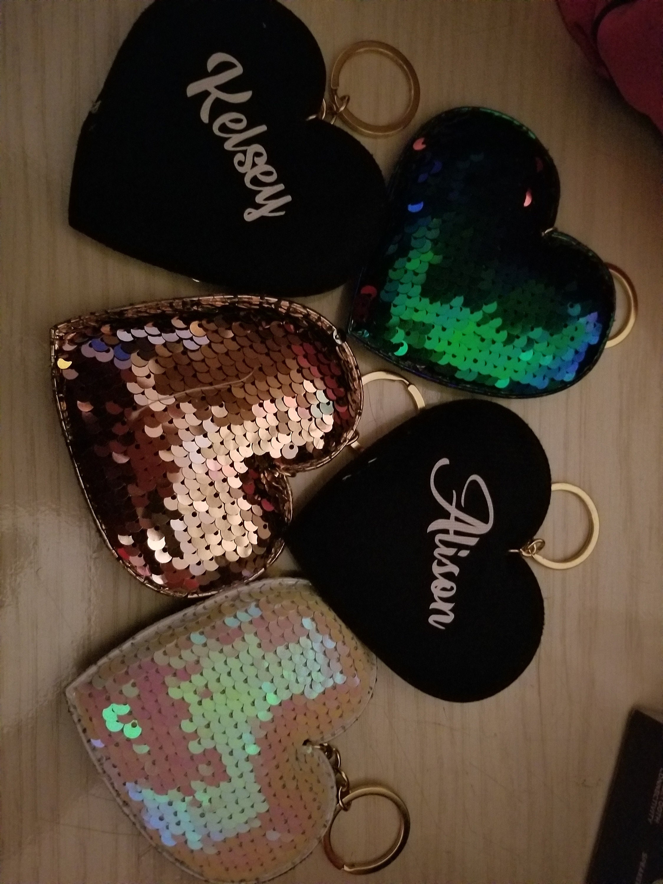 Made to Order Personalized Flip Sequence Heart Keychain Mermaid Sparkle ...