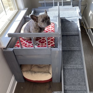 The juniorwood Raised Dog Bed With Ramp and Dog House Elevated Dog Bed ...