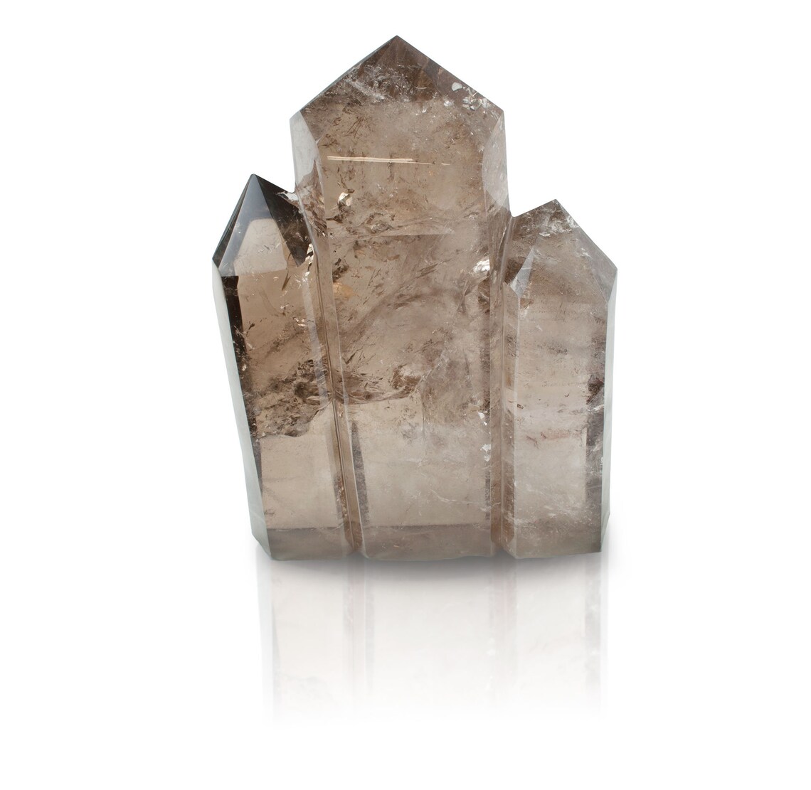 37 Lbs Large Triple Smoky Point Crystal 15.75” H X 10”W X 4” D Powerful ...