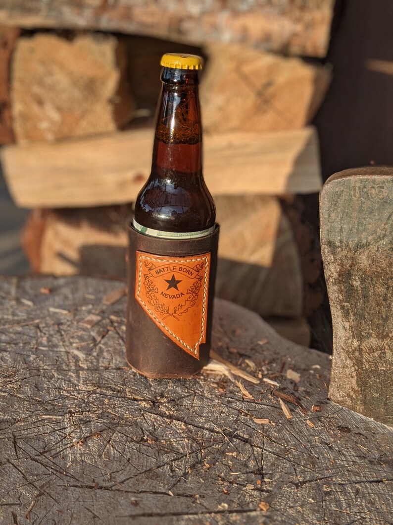 Nevada Battle Born Leather Bottle Sleeve Beer Bottle Cooler - Etsy