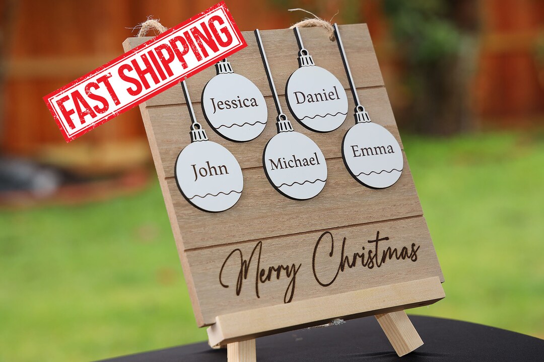 Personalized Christmas Ornament Family Name Sign, Custom Christmas Sign ...